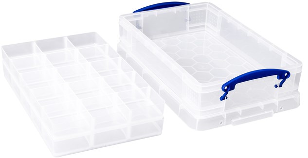 Transparante opbergbox met vakjes inhoud 4 liter Really Useful Box