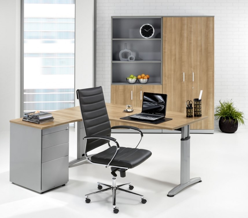 Hoekbureau ProLine Style - 180x120cm - Links - Zwart - Halifax eiken