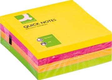 Q-CONNECT Quick Notes 76 x 76 mm 320 vel geassorteerde neonkleuren