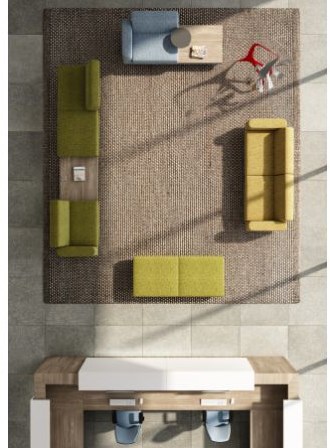 Modulaire bank 2 zits Avanti - Met rugleuning en poef links - Bruin (B01/016)