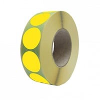 Ronde etiketten op rol fluor geel 25mm