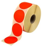 Ronde etiketten op rol fluor rood 35mm