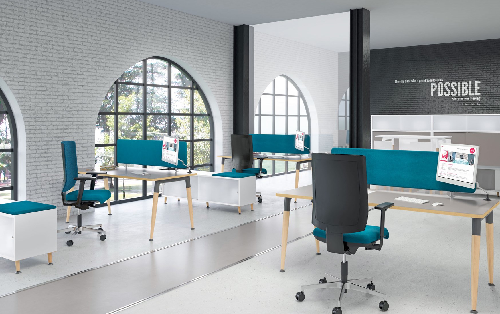 Design bureau 4Wood met massief houten poten bij Pro Office