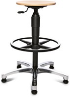 Hoge kruk Topstar Tec 60 - Medium 50-67cm - Wit kunst leder D16 - Geen voetenring - Voet glijders